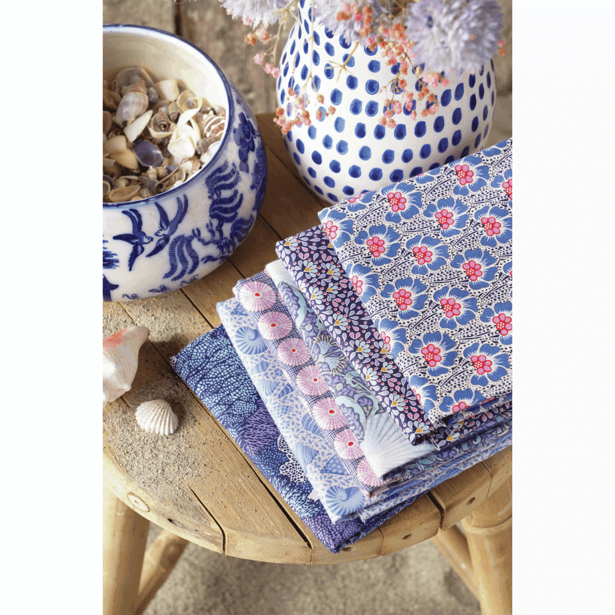Cotton Beach Ocean. Blue Lilac 5 xFQ by Tilda fabrics - Quilters Den