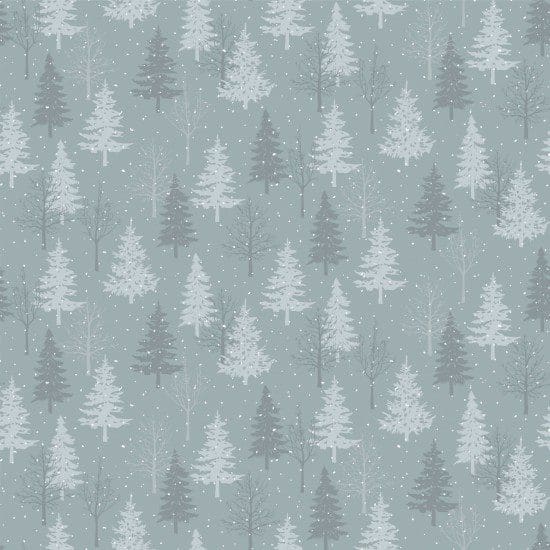 Winter Moon 80970104 Pine trees on blue by Nutex fabrics - Quilters Den