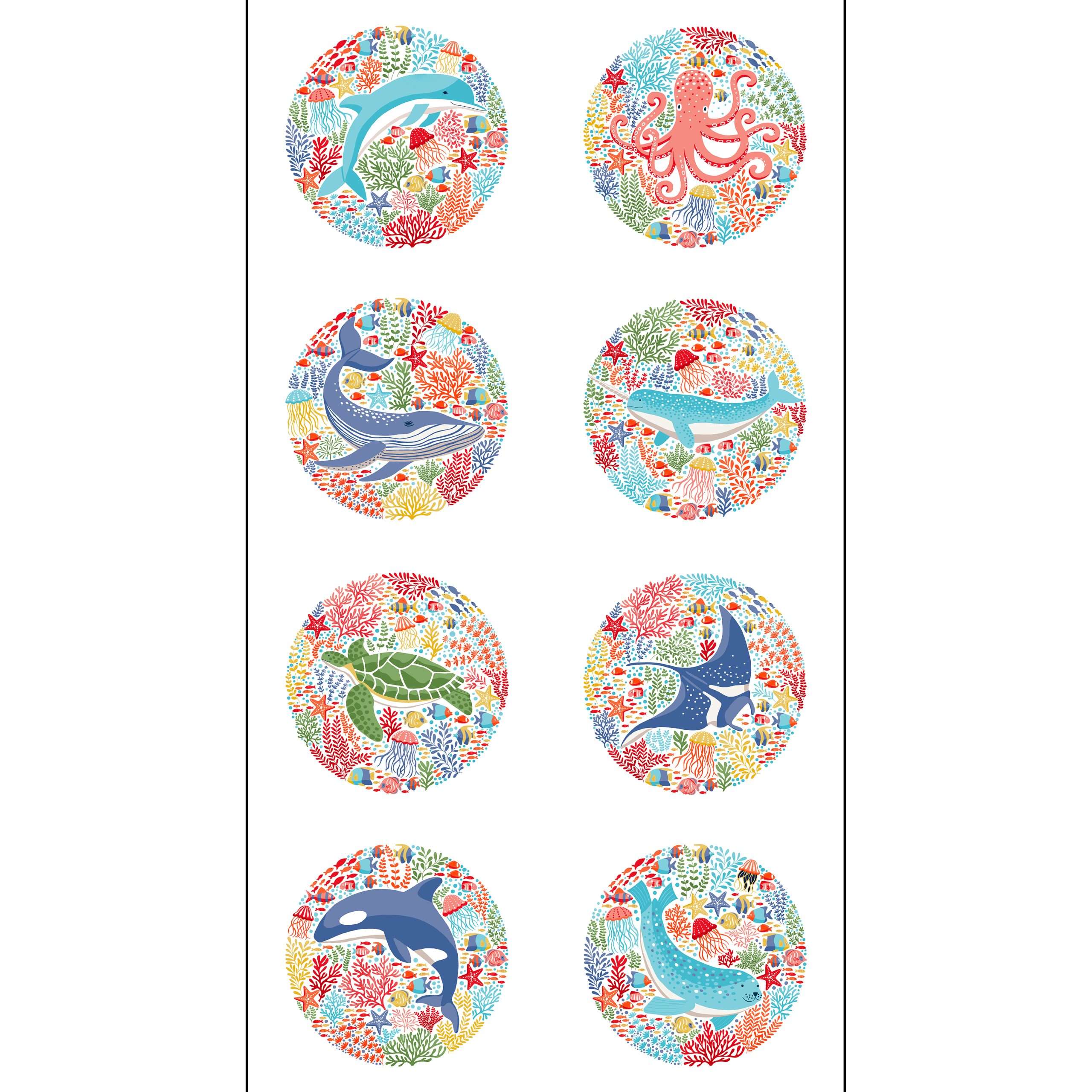 Deep Blue Sea - Panel White 145W Andover/Makower - Quilters Den