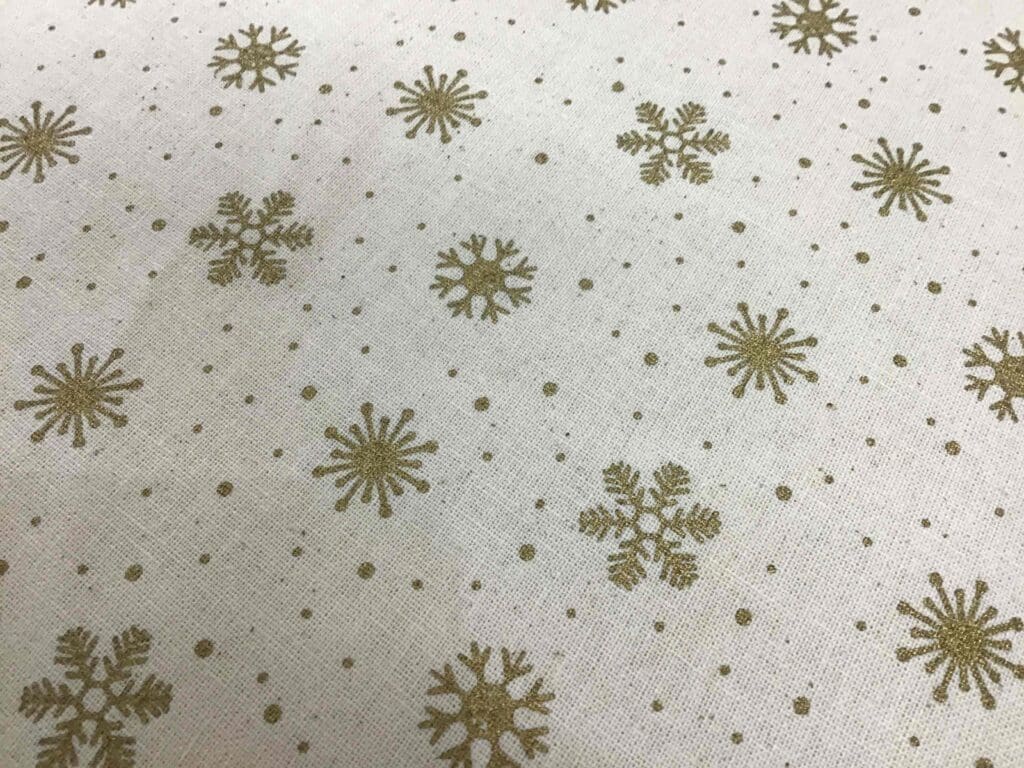 Craft Cotton Christmas print - 126 gold snowflake on natural background ...